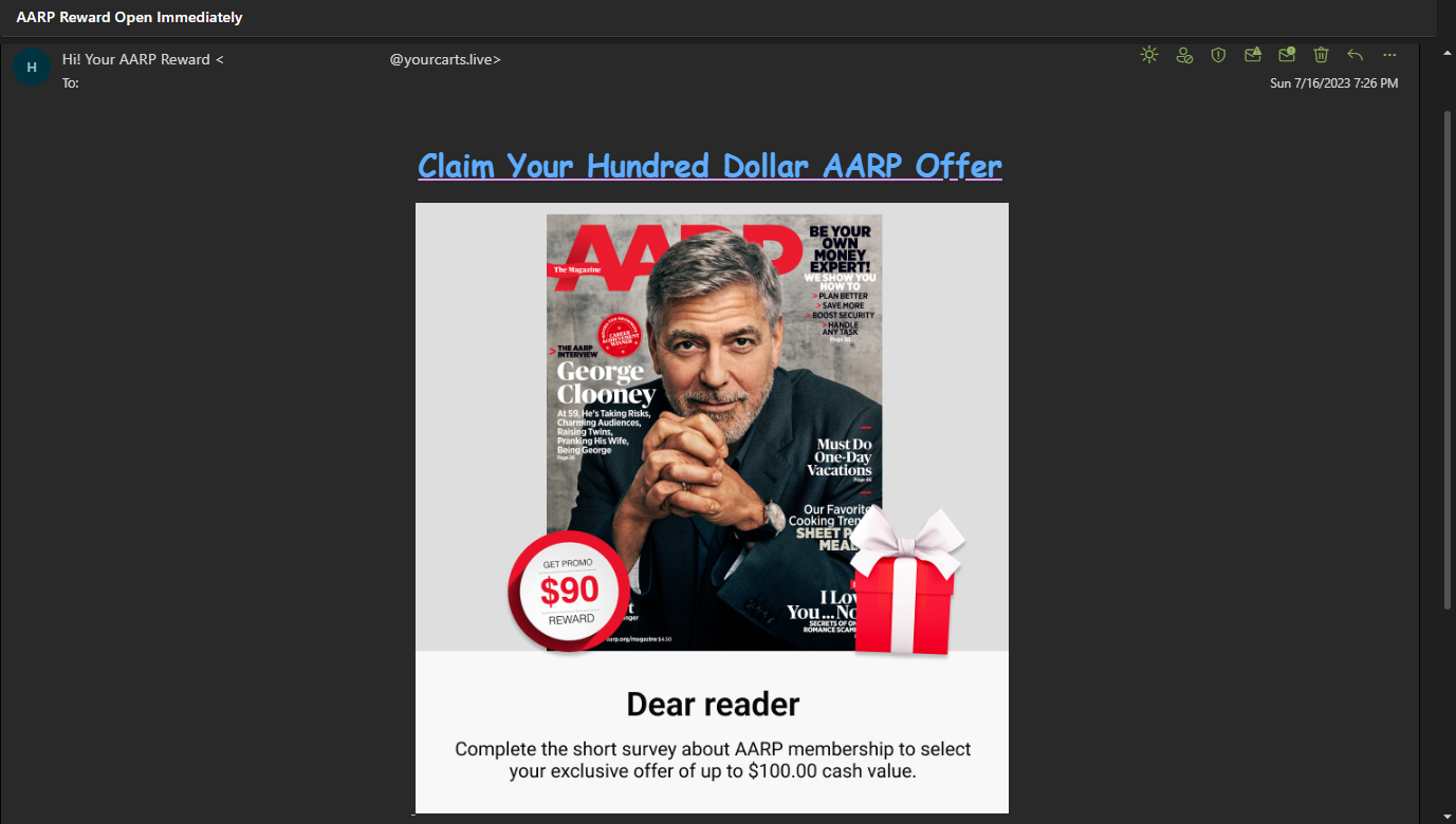 AARP Online Community and Discussion Forums - Scam Email: AARP Award ...