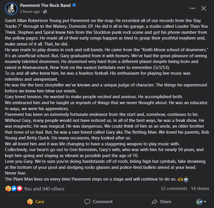 Re: Gary Young, Pavement’s Original Drummer, Dead ... - AARP Online ...