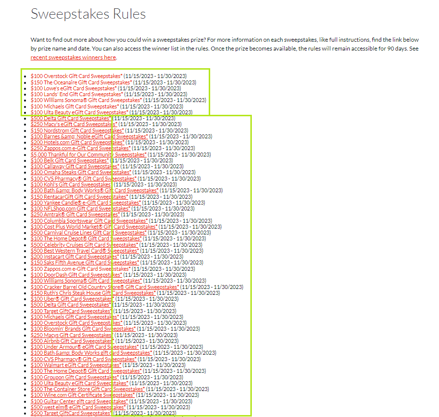 Re: Links to Sweepstakes Winners - AARP Online Community