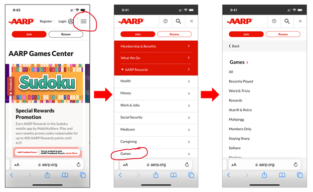 AARP Online Community and Discussion Forums - Re: Accessing Games on ...