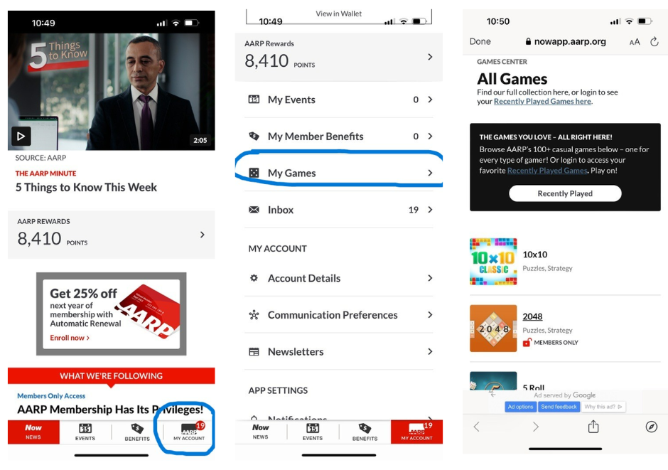 Accessing Games in the AARP Now App - AARP Online Community