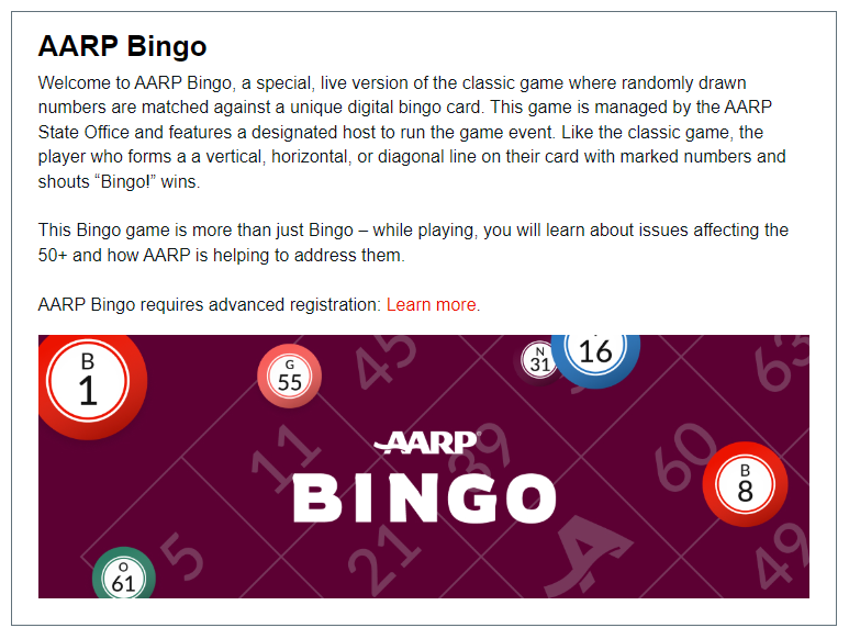 AARP Online Community and Discussion Forums - BINGO?! - AARP Online Community